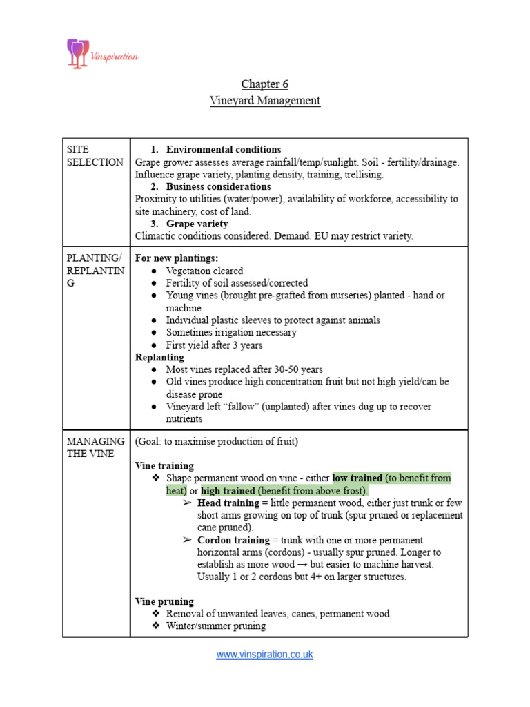 Chapter 6 Vineyard Management | PDF | Viticulture | Horticulture