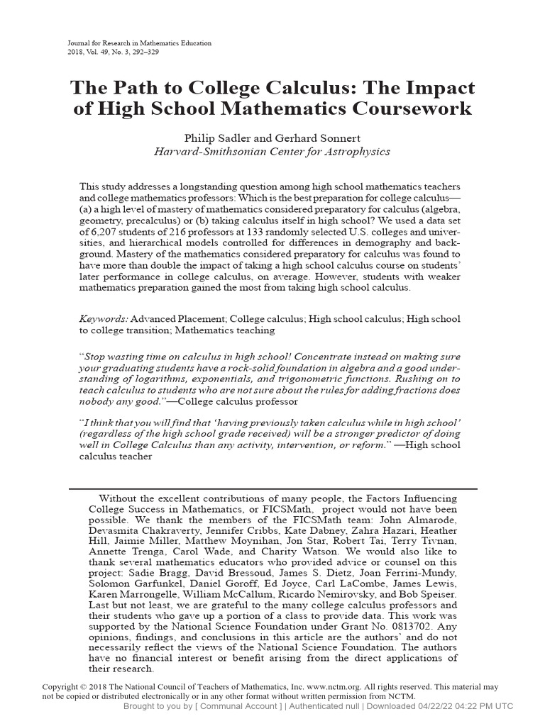 The Path To College Calculus | PDF | Advanced Placement | Mathematics
