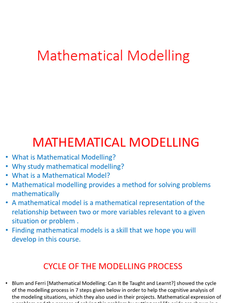 Mathematical Modelling PDF | PDF | Mathematics | Concept
