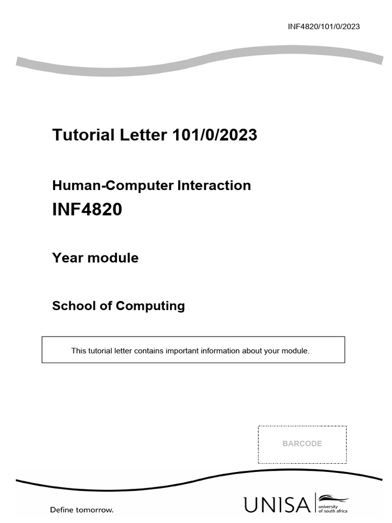 Tutorial Letter 101/0/2023: Human-Computer Interaction | PDF ...
