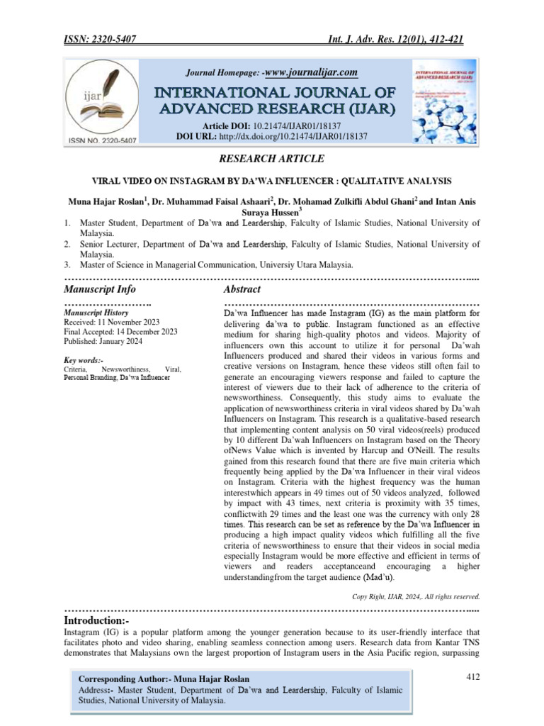 Viral Video On Instagram by Dawa Influencer: Qualitative Analysis | PDF ...