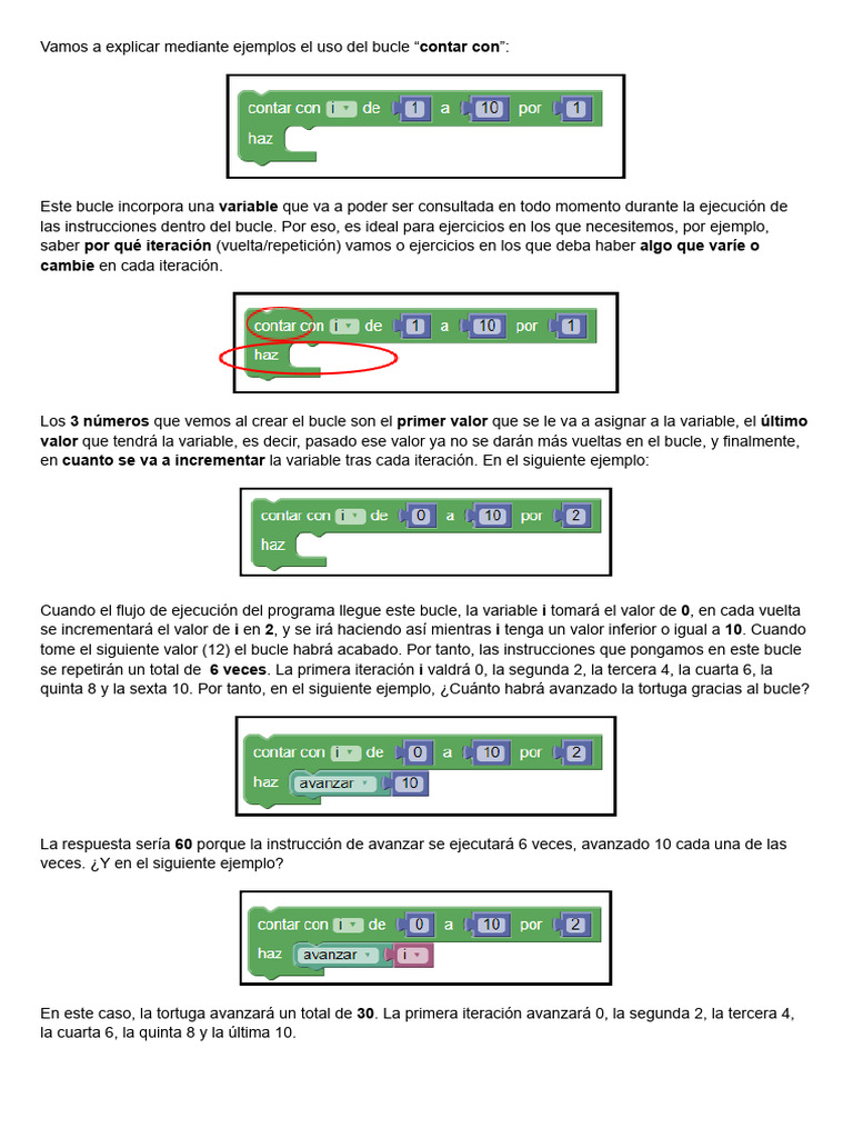 Uso de Bucle Contar Con | PDF | Iteración