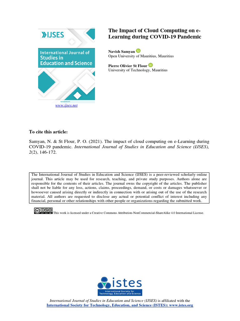 The Impact of Cloud Computing On Elearning During COVID-19 Pandemic | PDF | Cloud Computing ...