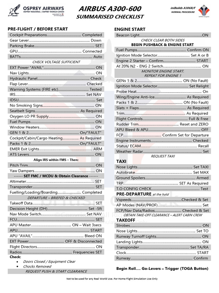 Inibuilds A306 Checklist BritishAvgeek v1 | PDF | Aerospace Engineering ...