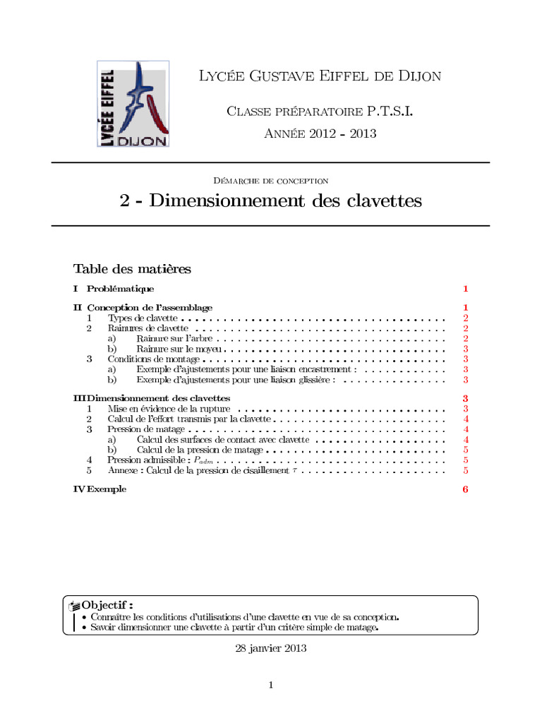 Dimensionnement Clavette | PDF