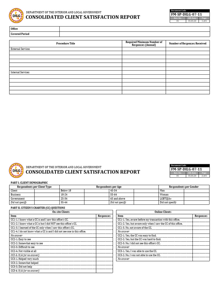 DILG Client Satisfaction Report | PDF | Business | Human Communication