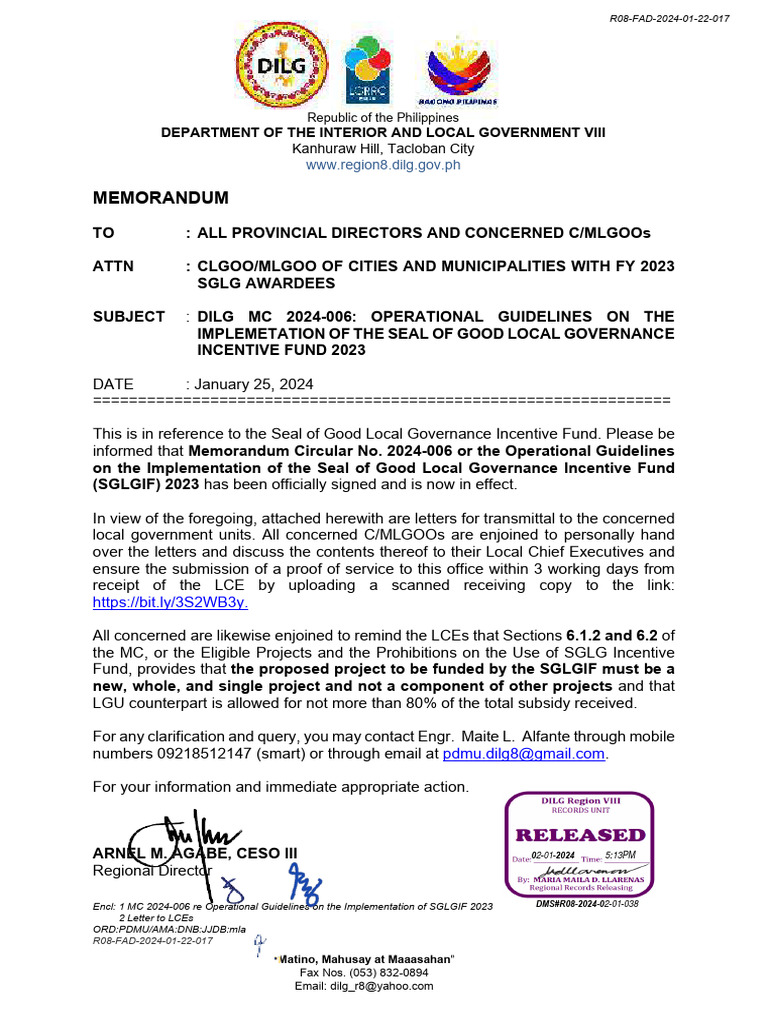 Memorandum: Department of The Interior and Local Government Viii | PDF ...