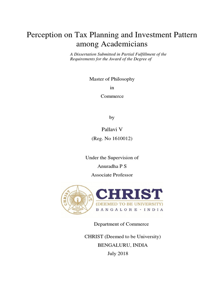 Perception On Tax Planning and Investment Pattern Among Academicians ...