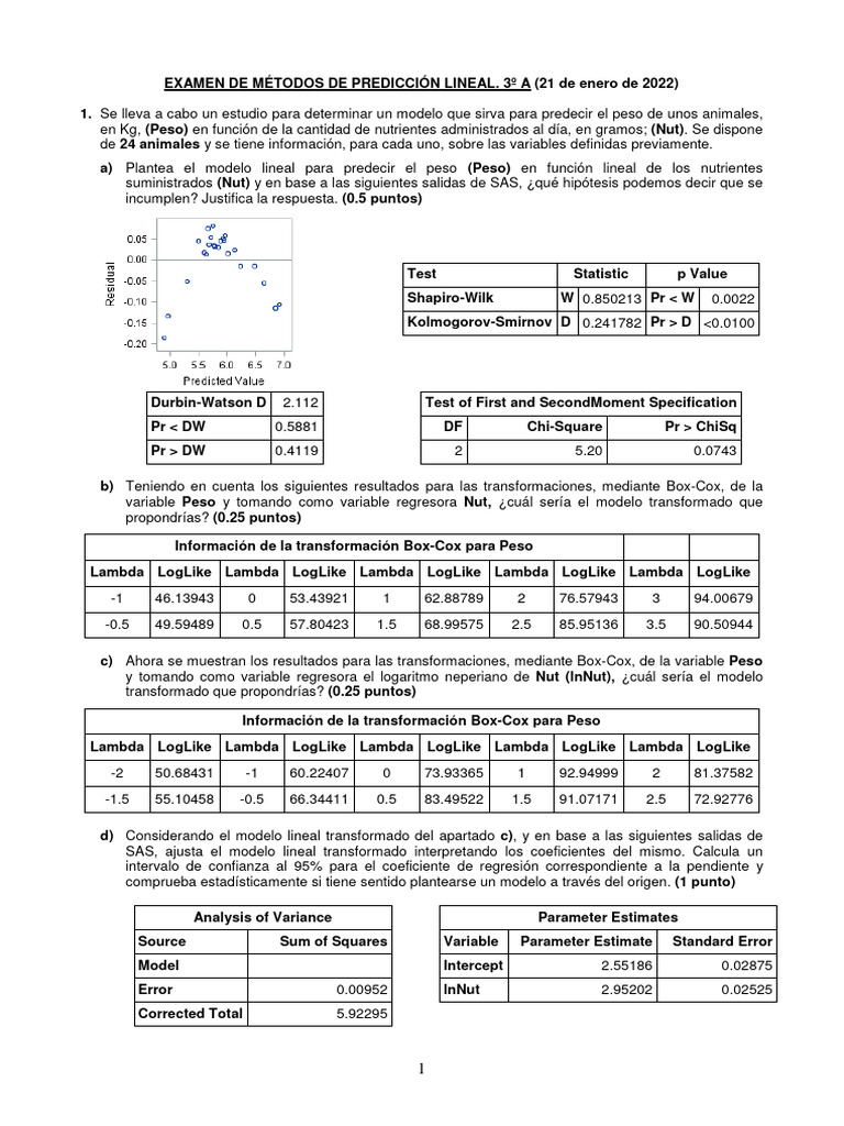 Predicción del Peso Animal mediante Modelos Lineales | PDF | Regresión ...