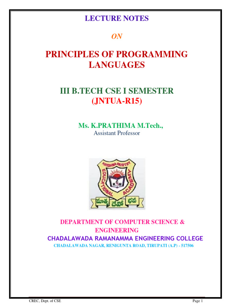 PPL Complete Notes Jntuh | PDF | Computer Program | Programming PPL Complete Notes Jntuh | PDF | Computer Program | Programming