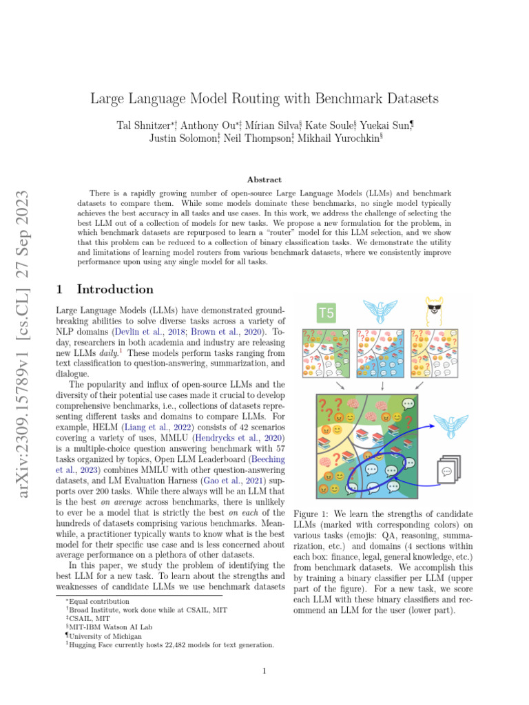Large Language Model Routing With Benchmark Datasets | PDF | Cross ...