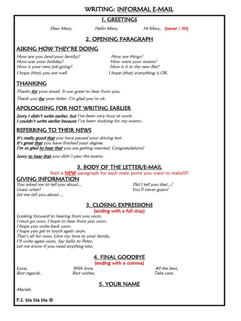 Informal Email Writing Guide | PDF