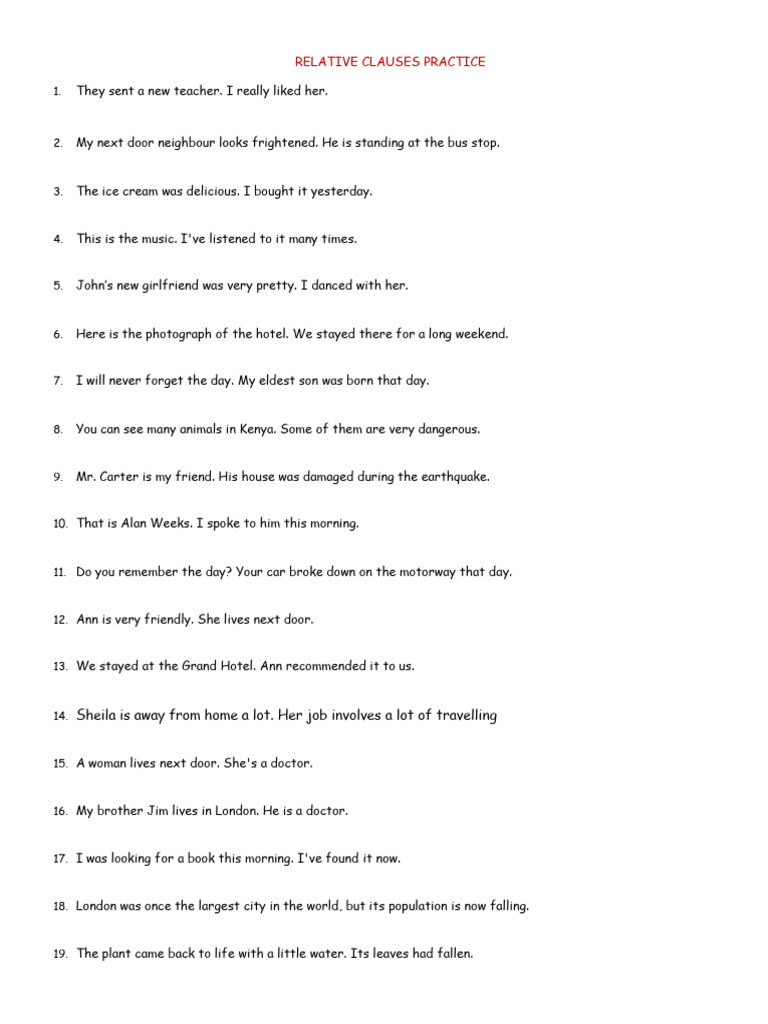 Practice - Relative Clauses | PDF