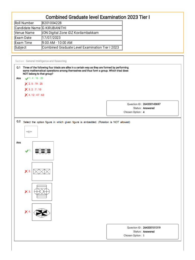 SSC CGL Answer Key 2023 | PDF