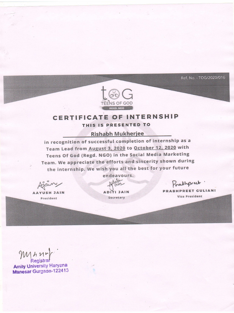 Intership Certificate | PDF | Science | Forensic Science