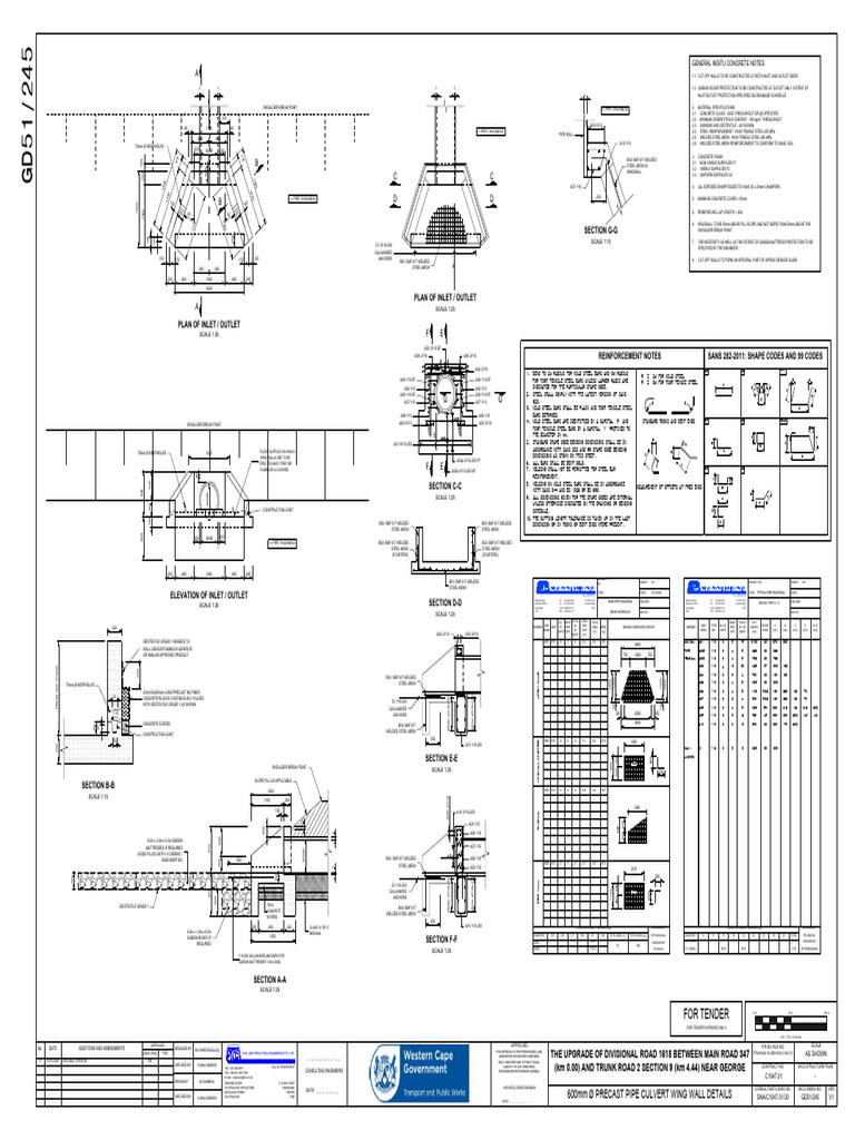 600mm Ø Precast Pipe Headwall Details | PDF | Concrete | Pipe (Fluid ...