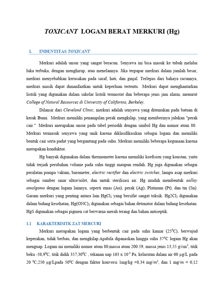 Karakteristik dan Bahaya Merkuri | PDF