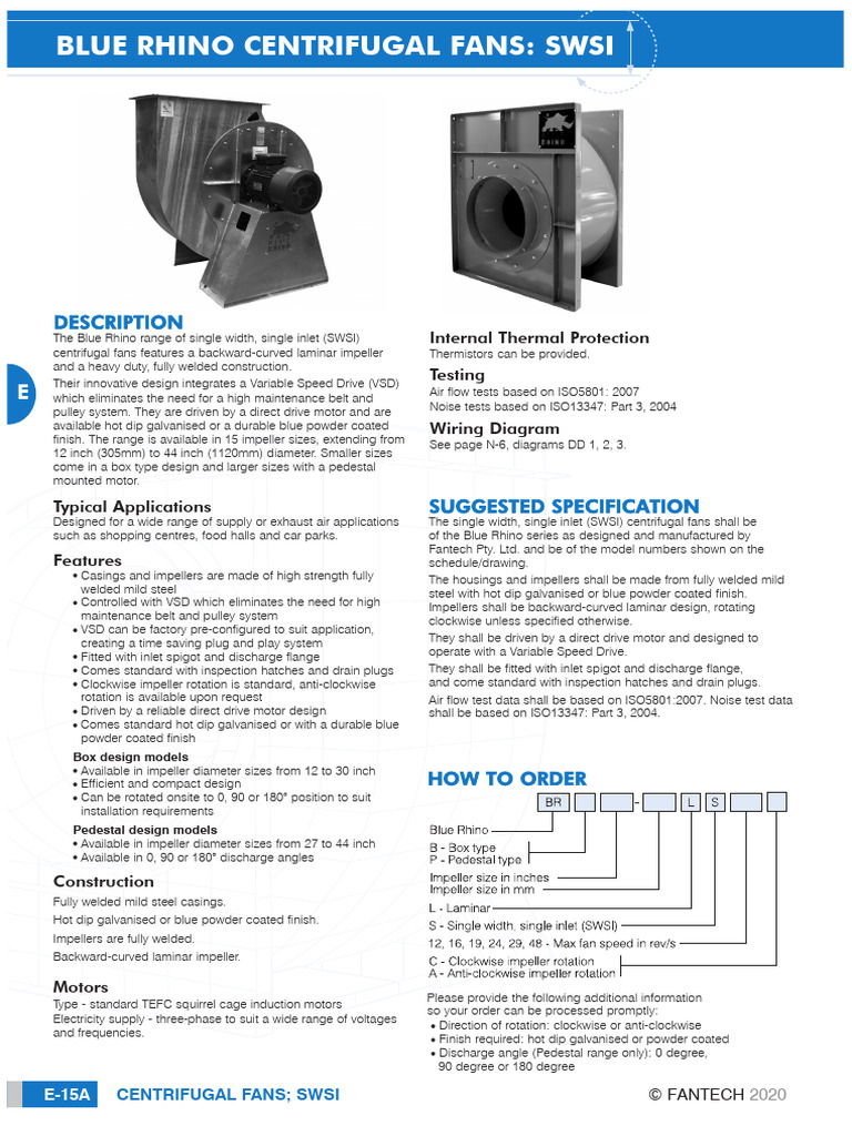 Blue Rhino SWSI - Centrifugal Fans | PDF | Electric Motor | Belt ...