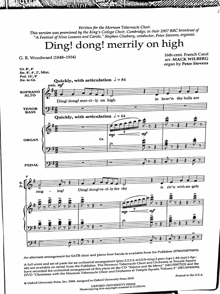 Wilberg Ding Dong Merrily On High-1 2 | PDF
