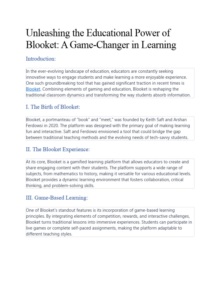 Blooket | PDF | Learning | Educational Technology