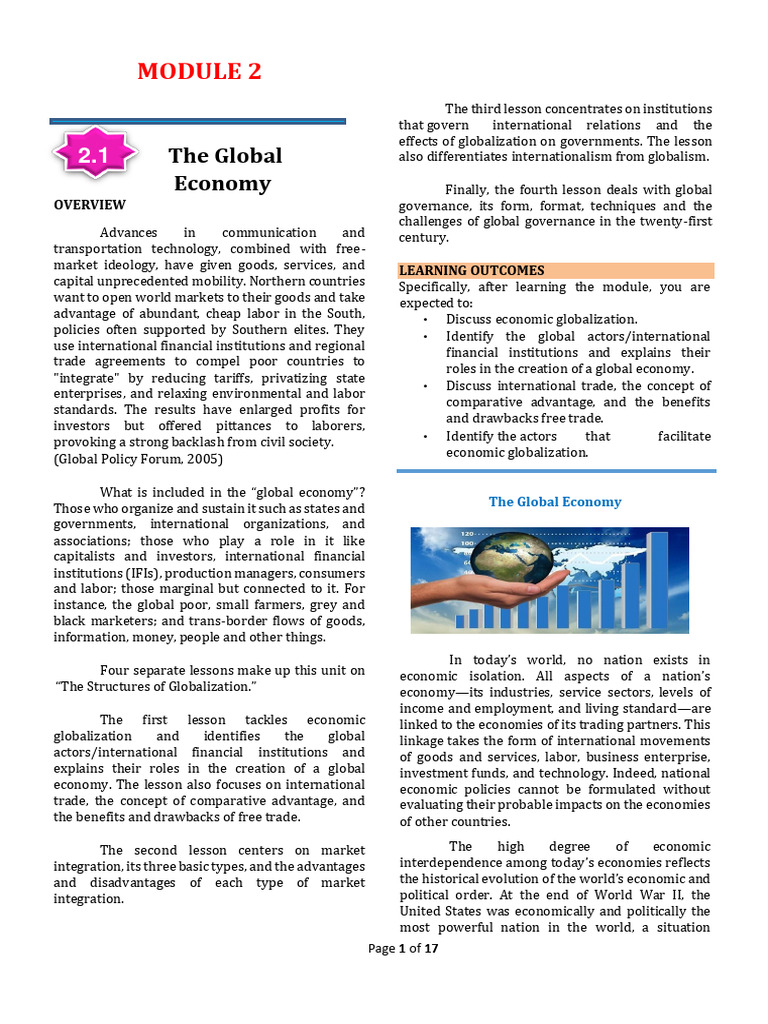 Module 2 Contemporary World SY 22-23 | PDF | Globalization | Tariff