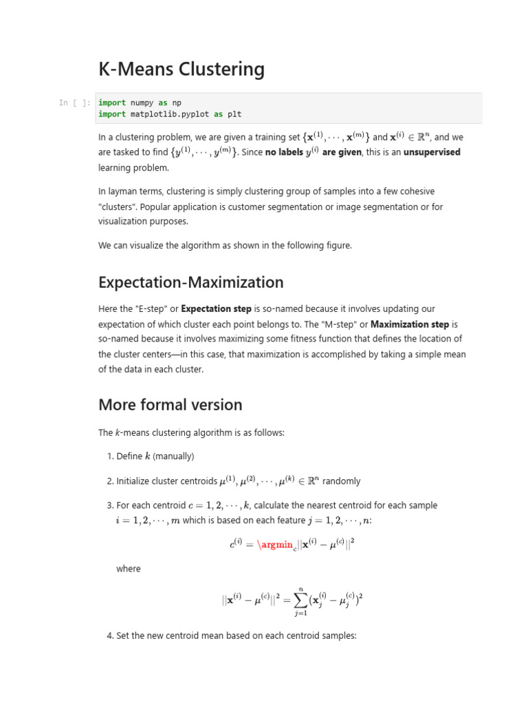 01 K Means - Merged | PDF | Cluster Analysis | Algorithms