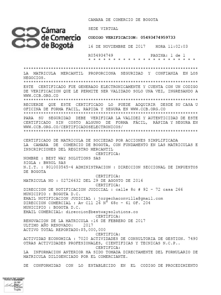 Camara de Comercio de Bogota Sede Virtua | PDF | Business