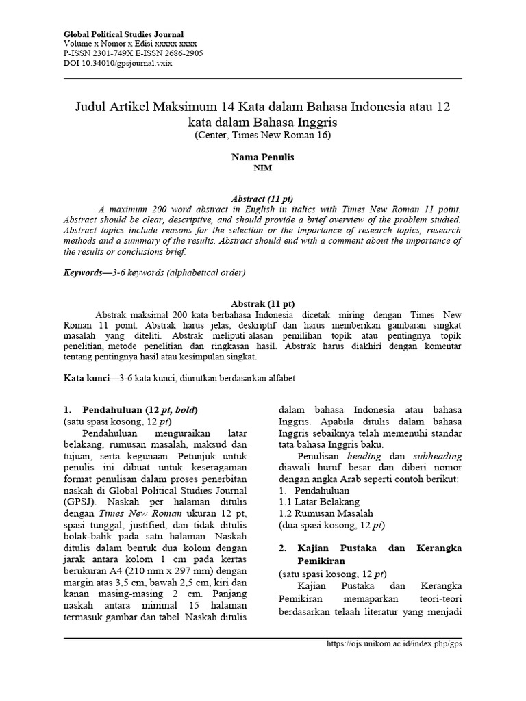 Panduan Penulisan Jurnal GPS | PDF