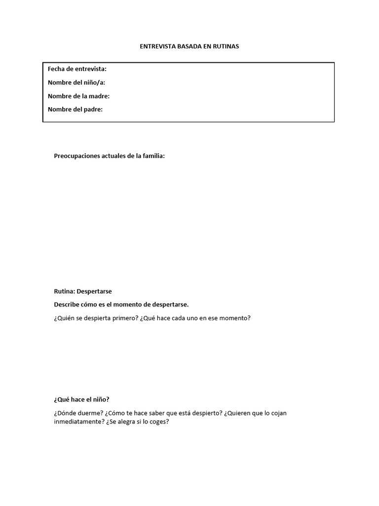Entrevista Basada en Rutinas | PDF | Dormir