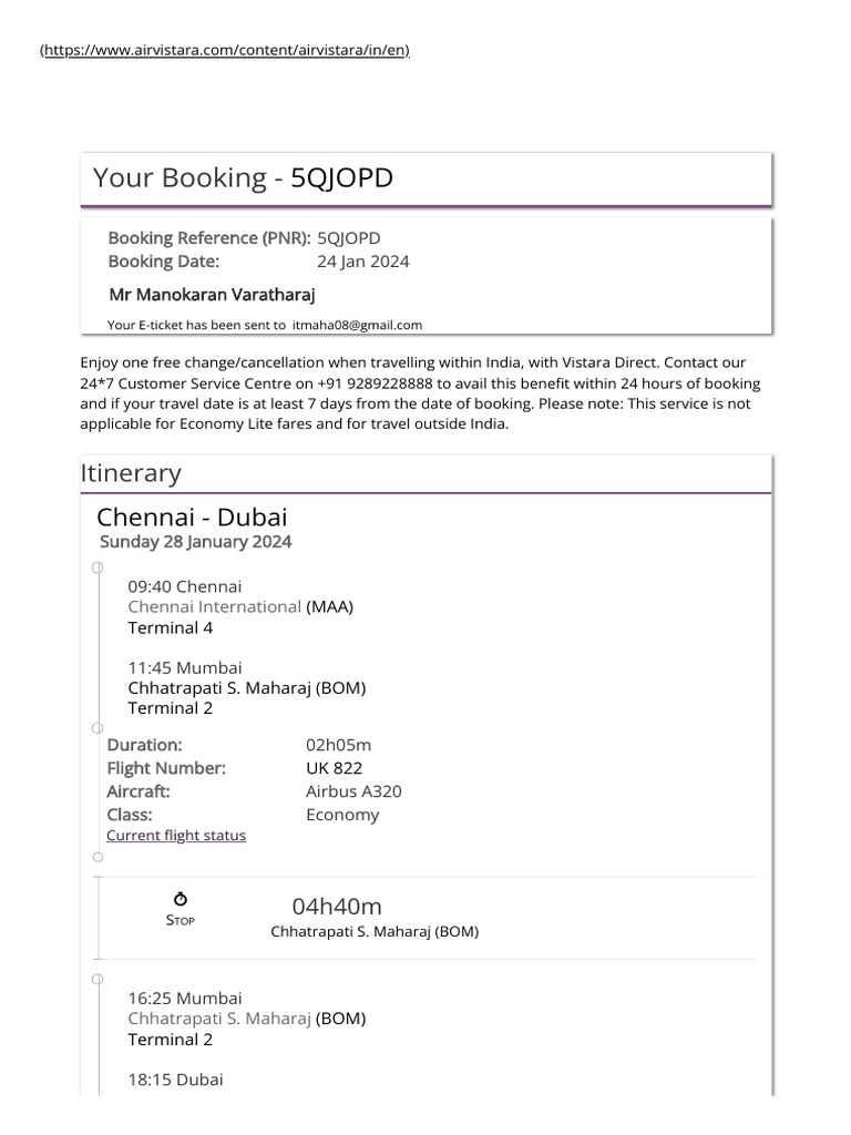 E-Ticket 5QJOPD#VARATHARAJ | PDF