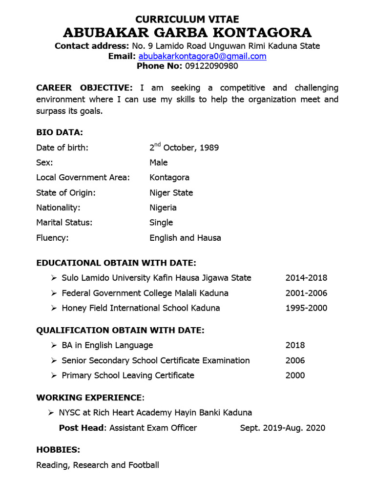 Abubakar Garba Kontagora | PDF