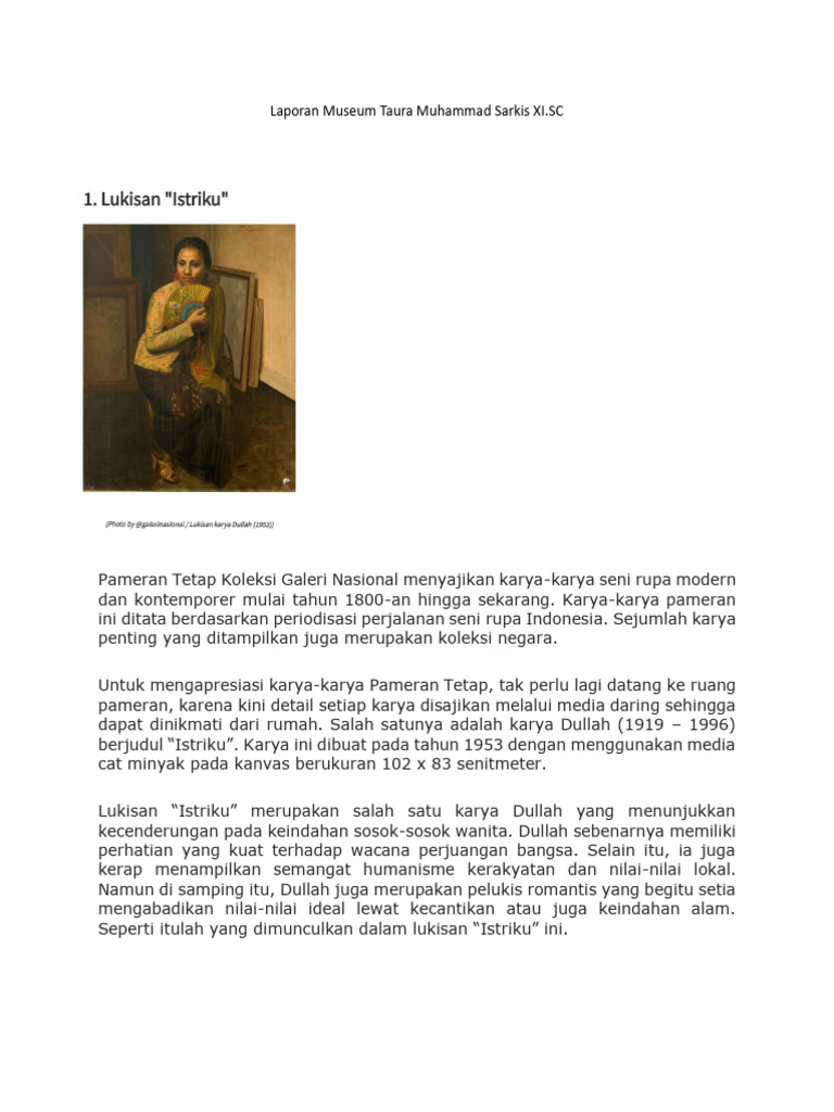Lukisan Dullah dan Karya Seni Indonesia | PDF