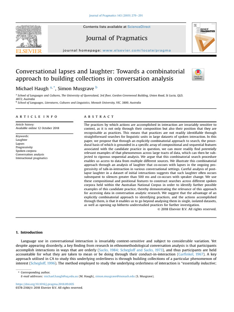 Conversational Lapses and Laughter | PDF | Linguistics | Human Communication