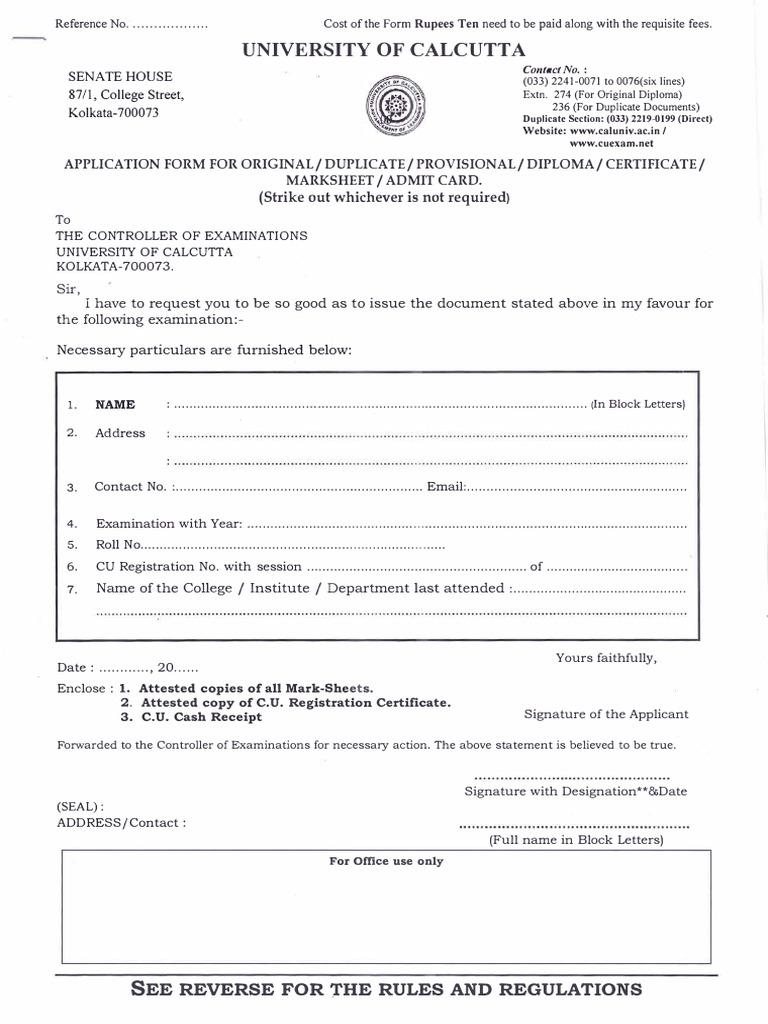 Form Original Duplicate Etc Marksheet Admit | PDF | Government