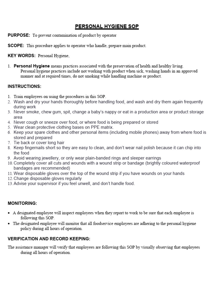 Food Handler Hygiene Guidelines | PDF