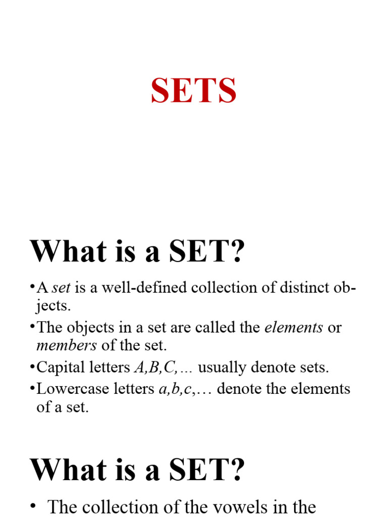 4 - Sets | PDF | Set (Mathematics) | Ellipsis
