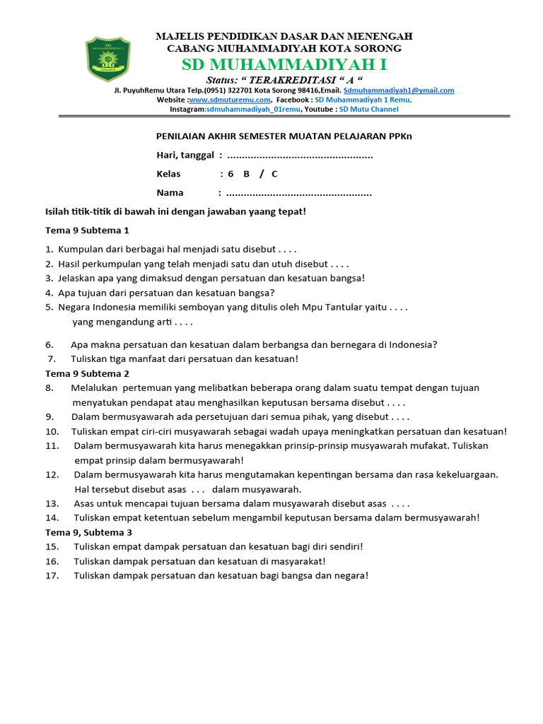 PH PPKN Tema 9 6c | PDF