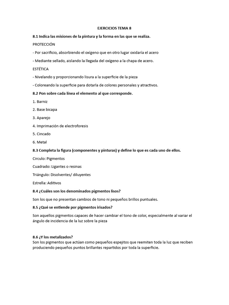Ejercicios Tema 8 | PDF | Pintar | Pinturas