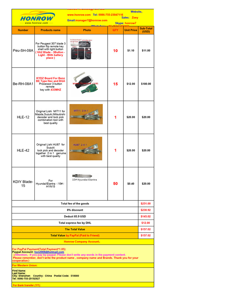 Honrow Quotation 23.01.2024 | PDF | Business | Money