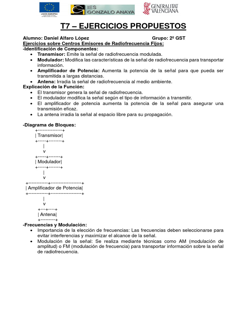 T7 Ejercicios propuestos | PDF | Modulación | Transmisor
