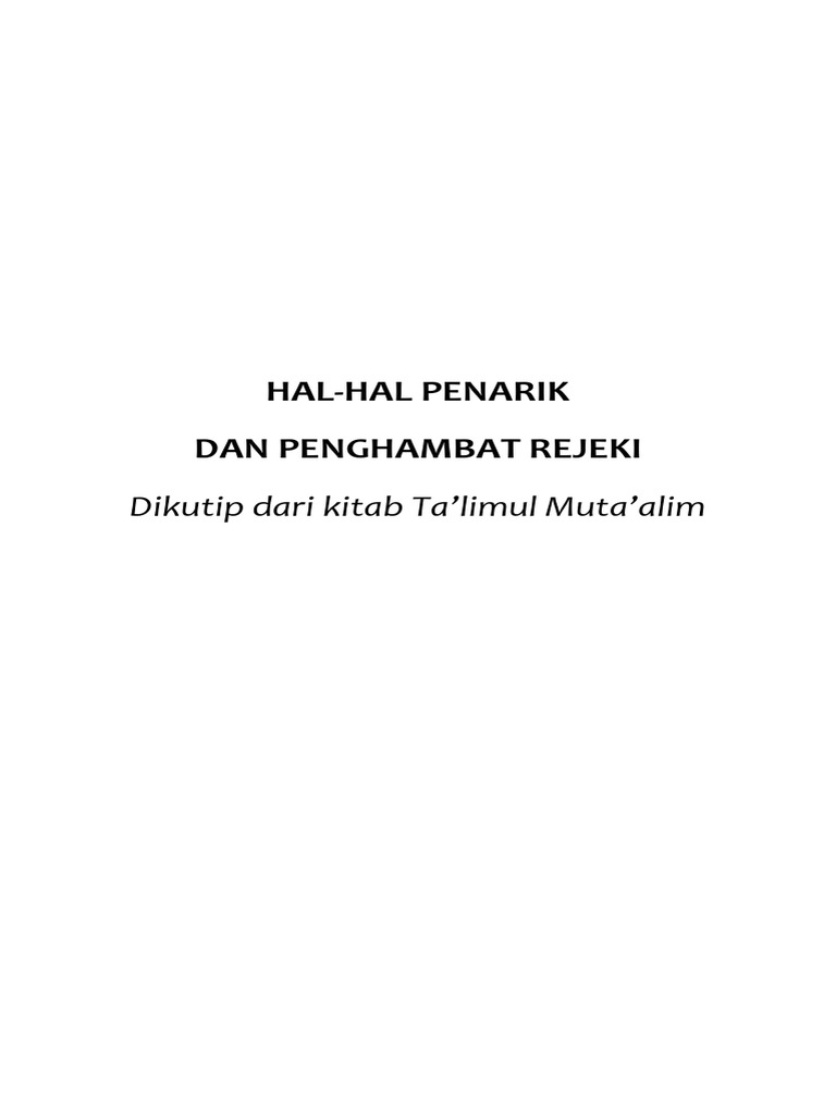 Amalan Penarik Dan Penghambat Rezeki | PDF