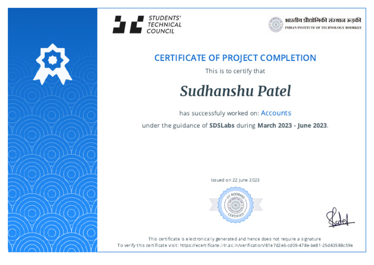 Accounts Project Certificate (signed) | PDF