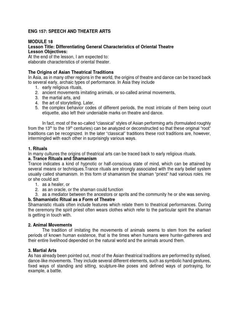 ENG 157 Modules 18-20 Pointers | PDF | Theatre | Dances