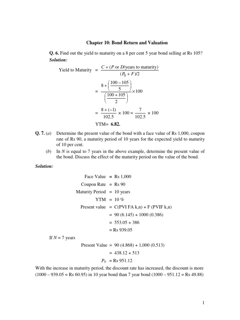 Chapter 10: Bond Return and Valuation Q. 6. Find Out The Yield To ...