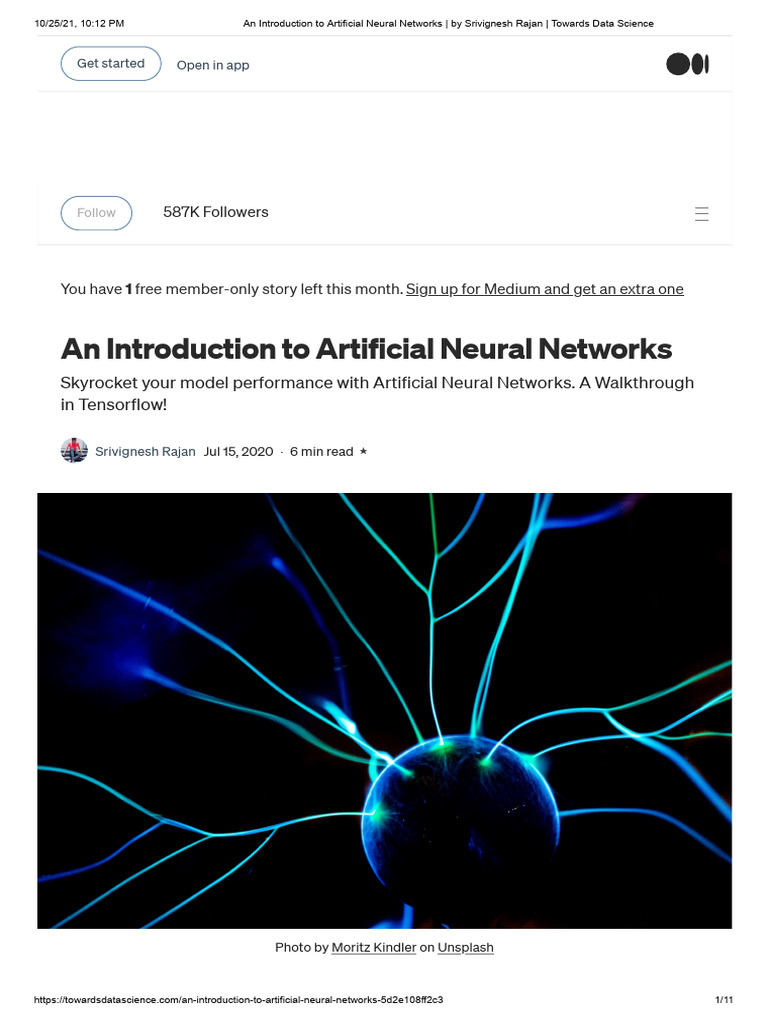 An Introduction To Artificial Neural Networks - by Srivignesh Rajan - Towards Data Science | PDF ...