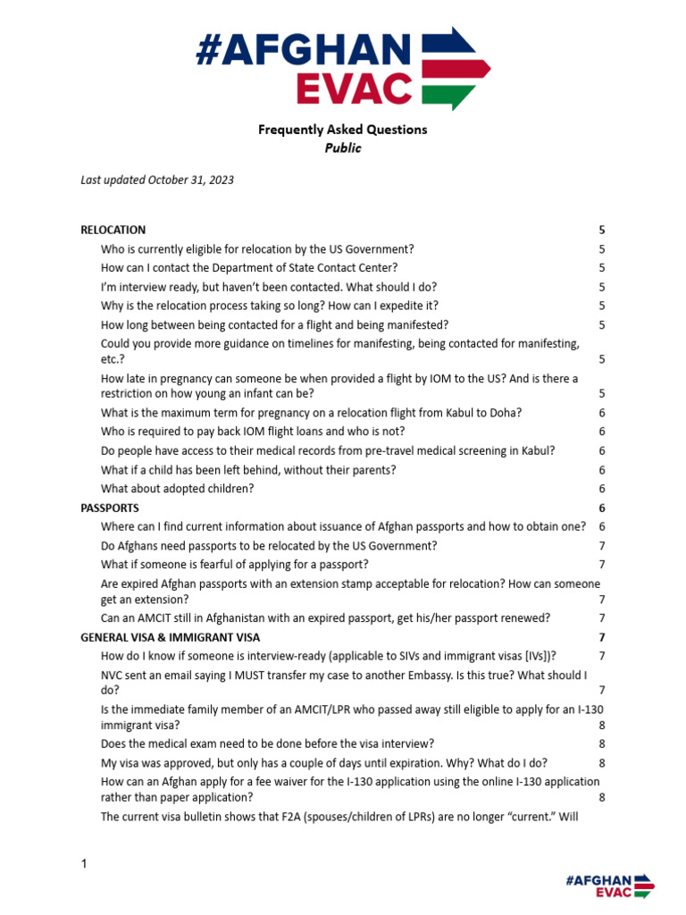 #AfghanEvac Public FAQ | PDF | Immigration