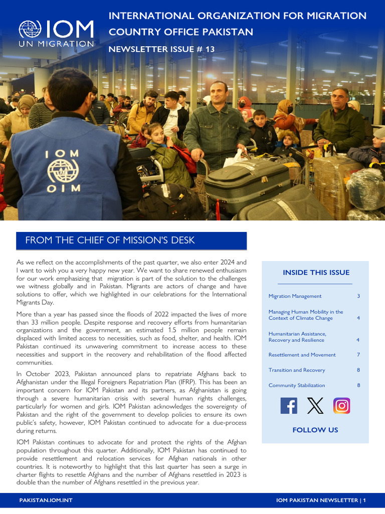 Iom Pakistan - Newsletter - October December 2023 | PDF | International ...