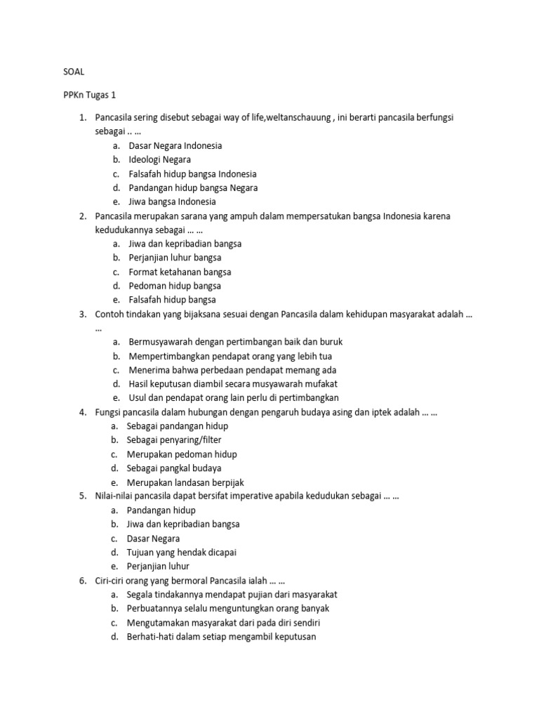Soal PKN 1 | PDF