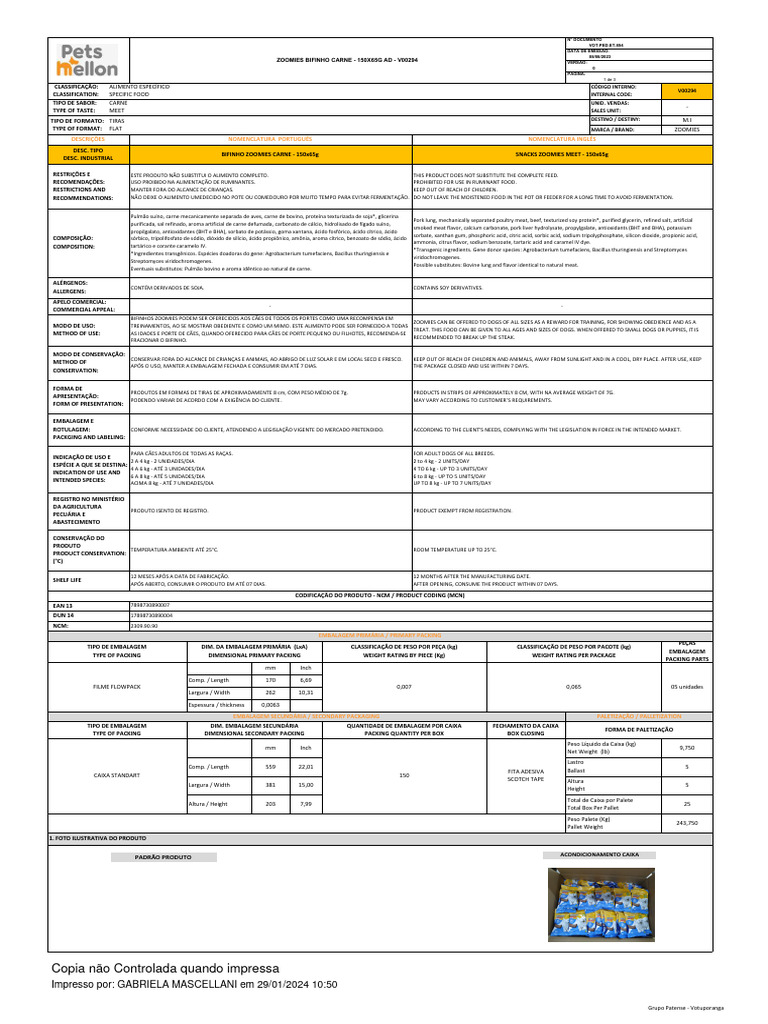 Documento Ficha Tecnica | PDF | Indústria alimentícia | Comidas e bebidas