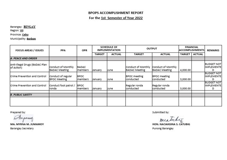 BPOPS-Accomplishment-Report 2022 | PDF